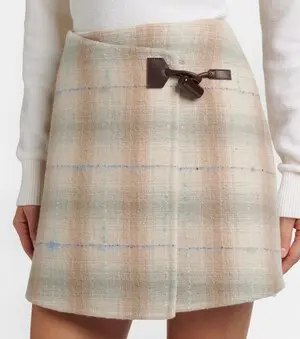 Loewe Wool, Cashmere, And Silk Miniskirt - Beige