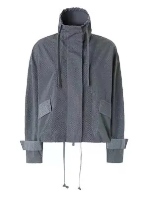 Pinko Rhinestone Embellished Hooded Jacket - Grey
