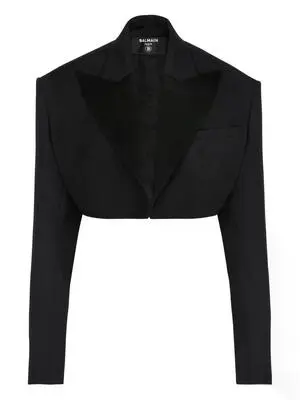 Balmain Grain-de-poudre Crop Jacket