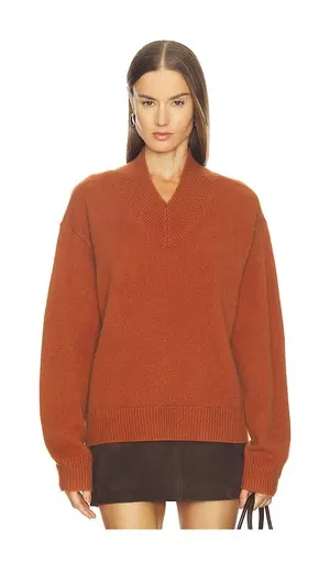 SRG Doris Cashmere V-neck Sweater - Rust