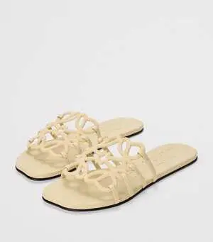 Loewe Leather Petal Anagram Slides - Beige