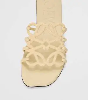 Loewe Leather Petal Anagram Slides - Beige