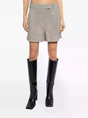 Rag & Bone Neila Pleated Cuffed Shorts - Grey