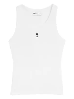 AMI Paris Ribbed Knit Tank Top - White