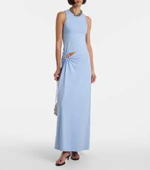 Rabanne Cutout Cotton-blend Maxi Dress - Blue