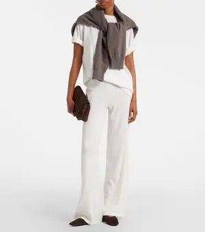 LISA YANG Aina Cotton And Cashmere Wide-leg Pants - Grey