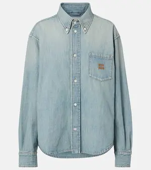 Miu Miu Chambray Logo Shirt - Blue