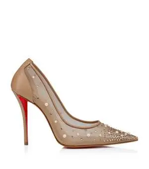 CHRISTIAN LOUBOUTIN Miss Z Degrastrass Leather Pumps - Nude