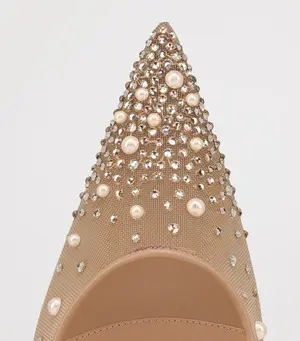 CHRISTIAN LOUBOUTIN Miss Z Degrastrass Leather Pumps - Nude