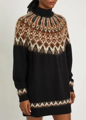 Staud Liza Fair Isle Patterned Wool-blend Jumper Dress - Multicoloured