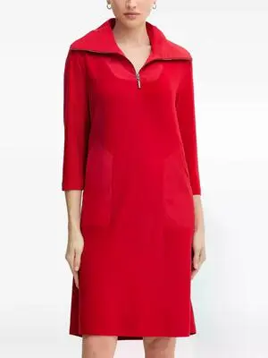 Joseph Ribkoff Zip-collar Pocket Midi Dress - Red