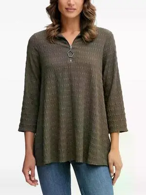 Joseph Ribkoff Joseph Ribkoff Zip Textured Top With Stand-Up Collar Brown