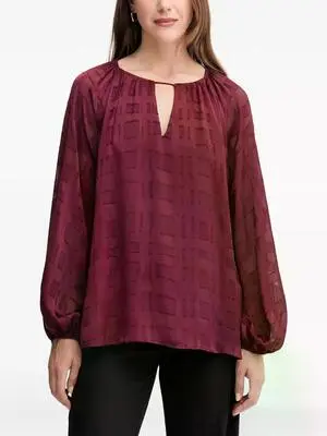 Joseph Ribkoff Geometric Keyhole Blouse - Red