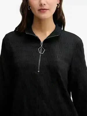 Joseph Ribkoff Textured Zip-up Top - Black