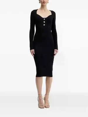 FRACOMINA Ribbed Square Neck Midi Dress