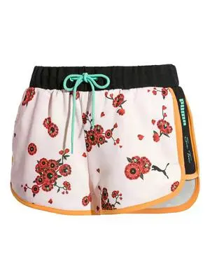 PUMA Floral Print Drawstring Shorts - Neutrals