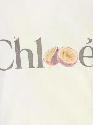 Chloé Cotton Logo & Fruit Print T-shirt - Neutrals