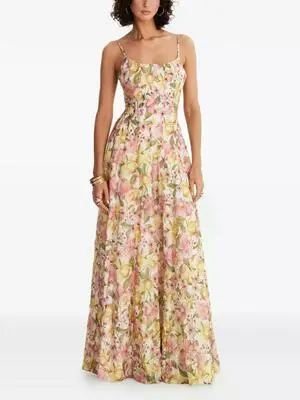MOOS STUDIO Flora Reverie Floral-print Maxi Dress - Neutrals
