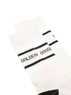 GOLDEN GOOSE Crew Socks With Distressed Details And Stripes