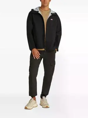 Tommy Hilfiger Hooded Zip-up Jacket With Patch Appliqu - Black
