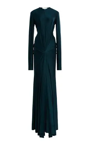 Victoria Beckham Twist-detailed Jersey Gown - Blue