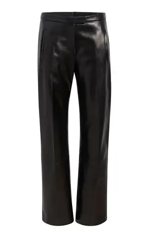 KHAITE Khaite Miles Plongé Leather Straight-Leg Trousers