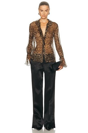 NILI LOTAN Cecily Top - Lurex Leopard