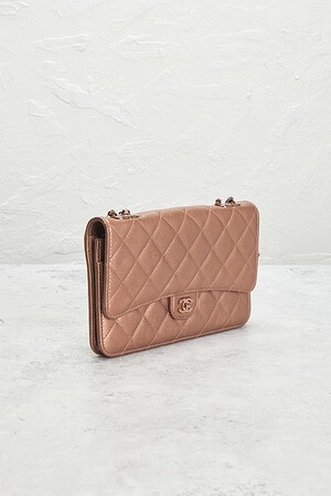Chanel Lambskin Wallet On Chain - Bronze
