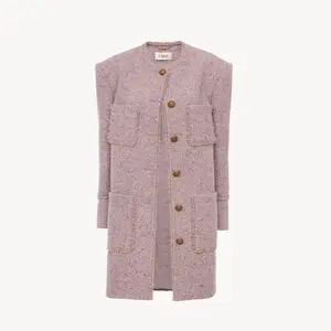 Chloé Chiné Wool Tweed Coat - Silky Violet