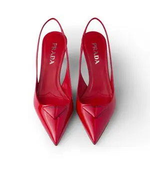 Prada Patent Leather Slingback Pumps - Red