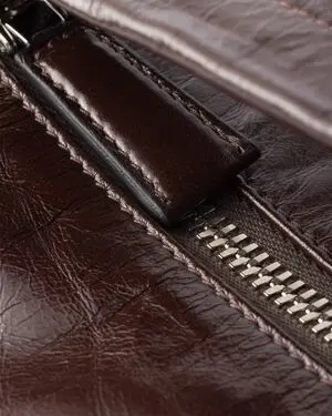 Prada Leather Shoulder Bag - Dark Brown