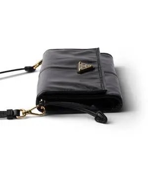 Prada Leather Wallet With Shoulder Strap - Black