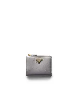 Prada Small Saffiano Leather Wallet Chrome