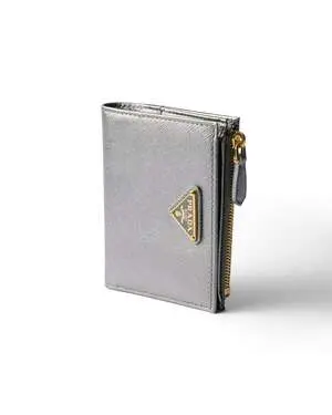 Prada Small Saffiano Leather Wallet - Chrome