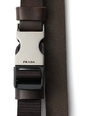 Prada Leather And Woven Nylon Tape Belt