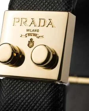 Prada Metal And Saffiano Leather Bracelet