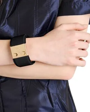 Prada Metal And Saffiano Leather Bracelet