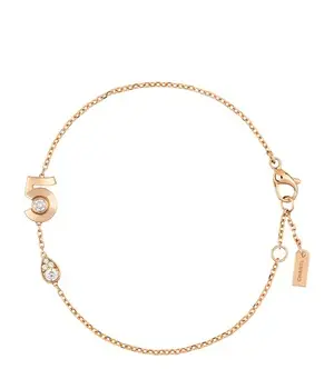 Chanel 18k Gold '5' Diamond Bracelet - Beige
