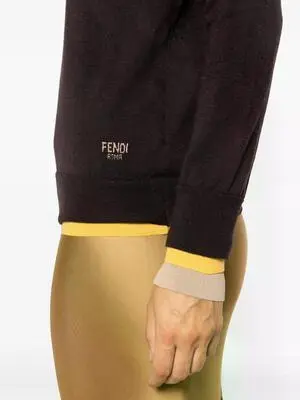 Fendi Wool Blend Layered Trim Sweater