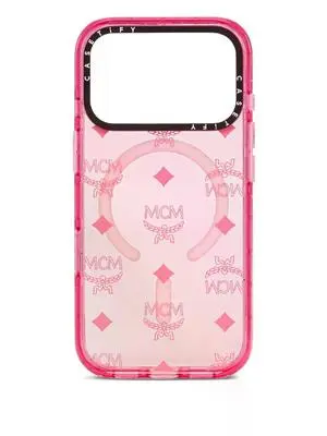 Mcm X Casetify Monogram-pattern Iphone 17 Pro Case - Pink