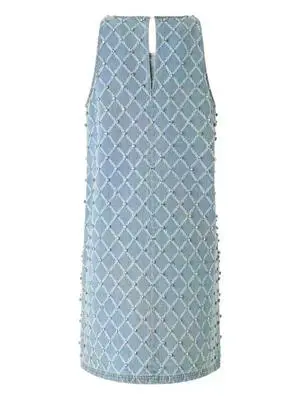 Pinko Denim Mini Dress With Diamond And Rhinestone Motif