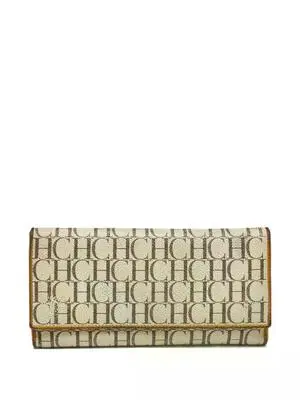Carolina Herrera Monogram Coated Canvas Trifold Wallet - Neutrals