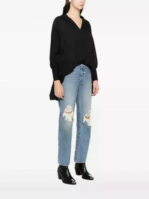 BLAKLACE Long-sleeved Top With Classic Collar