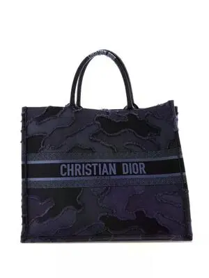 Dior Camouflage Embroidered Canvas Large Tote Bag