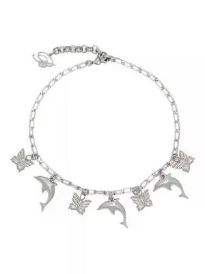 Blumarine Tone Charm Choker Necklace With Butterfly And Dolphin Motifs