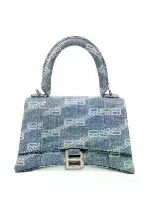 Balenciaga Monogram Denim Shoulder Bag - Blue