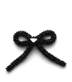 Prada Crystal Embellished Bow Hair Clip - Black