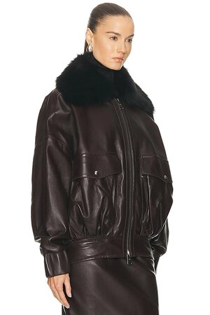 Khaite Daemon Shearling-collar Leather Jacket