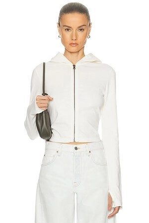 GRLFRND Cropped Zip Hoodie - Bone