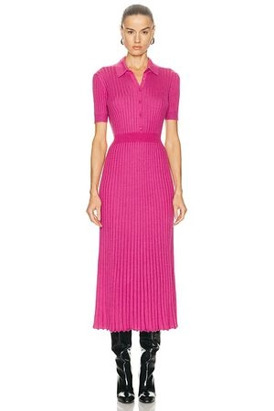 Gabriela Hearst Ribbed Knit Polo Dress - Fuchsia